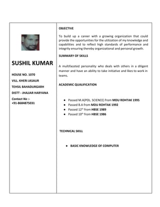 SUSHILKUMARRESUME | PDF