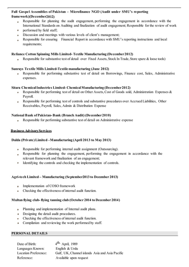 CV Ali Hassan Saleem ACCA | PDF