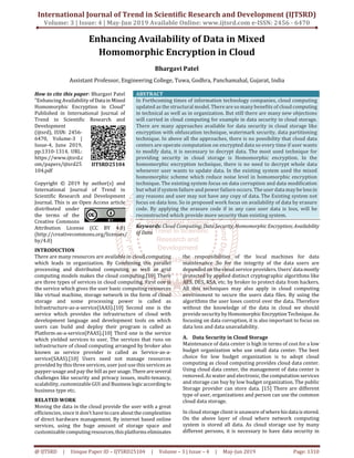 Enhancing Availability of Data in Mixed Homomorphic Encryption in Cloud | PDF