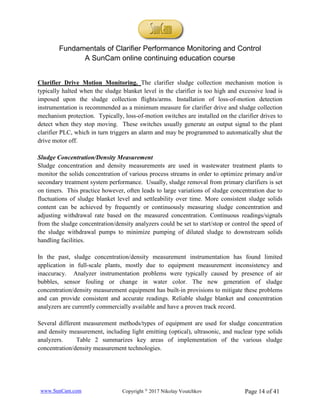 Fundamentals of Clarifiers performance monitoring | PDF