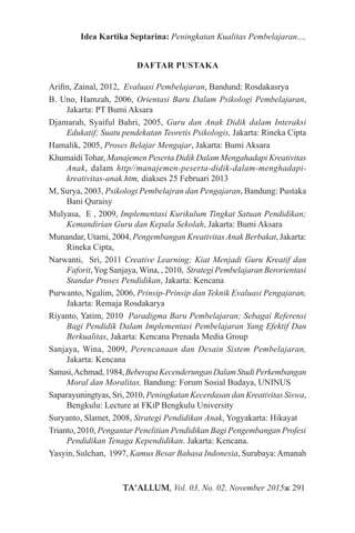 PENINGKATAN KUALITAS PEMBELAJARAN SENI BUDAYA MELALUI PENGEMBANGAN KREATIVITAS SISWABERBASIS ...