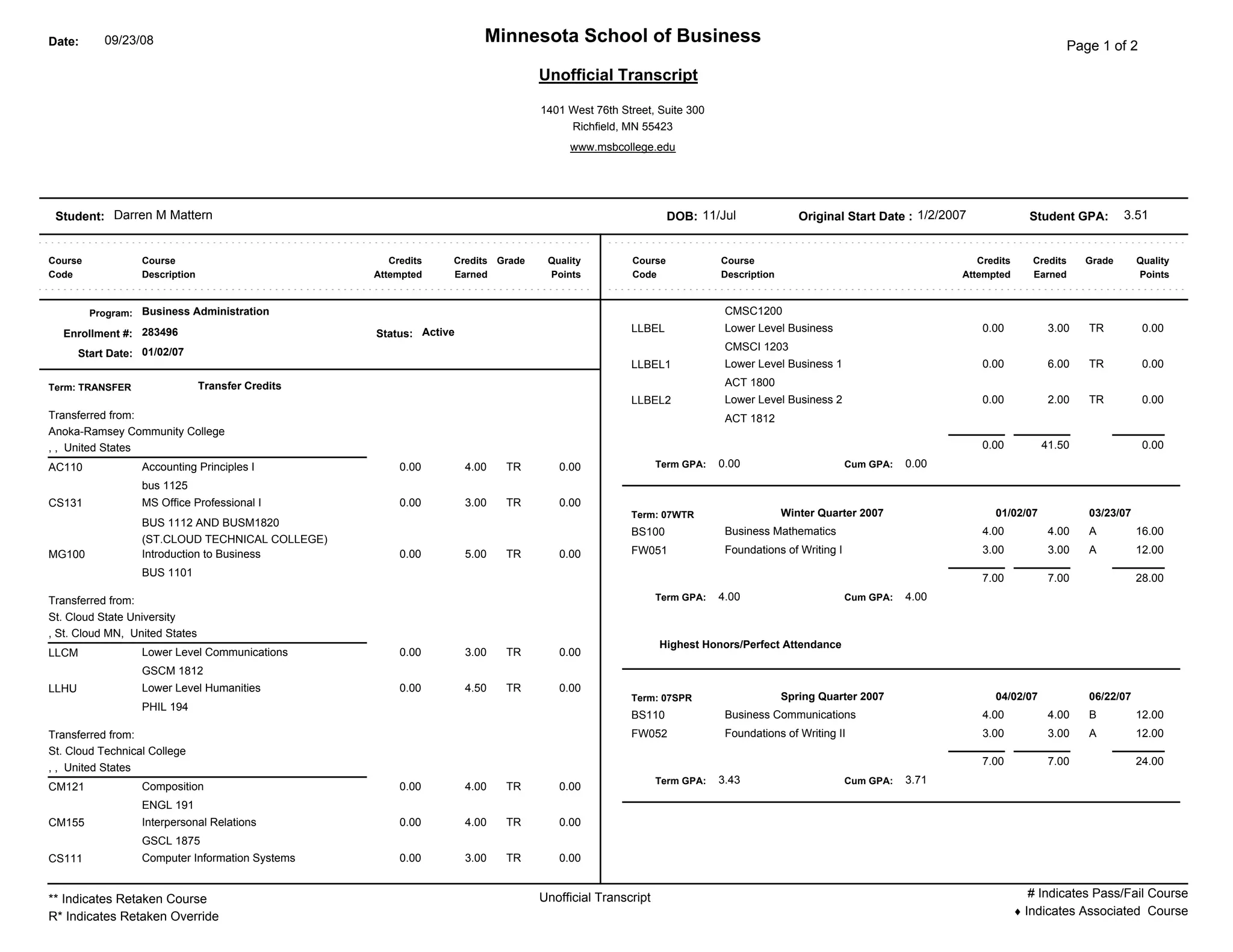 Transcript-MSB | PDF