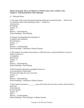 Human Geography Places and Regions in Global Context Updated Canadian ...