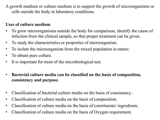 Culture media used in Microbiology | PPT