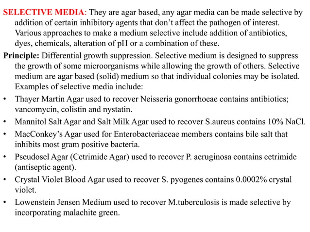 Culture media used in Microbiology | PPT
