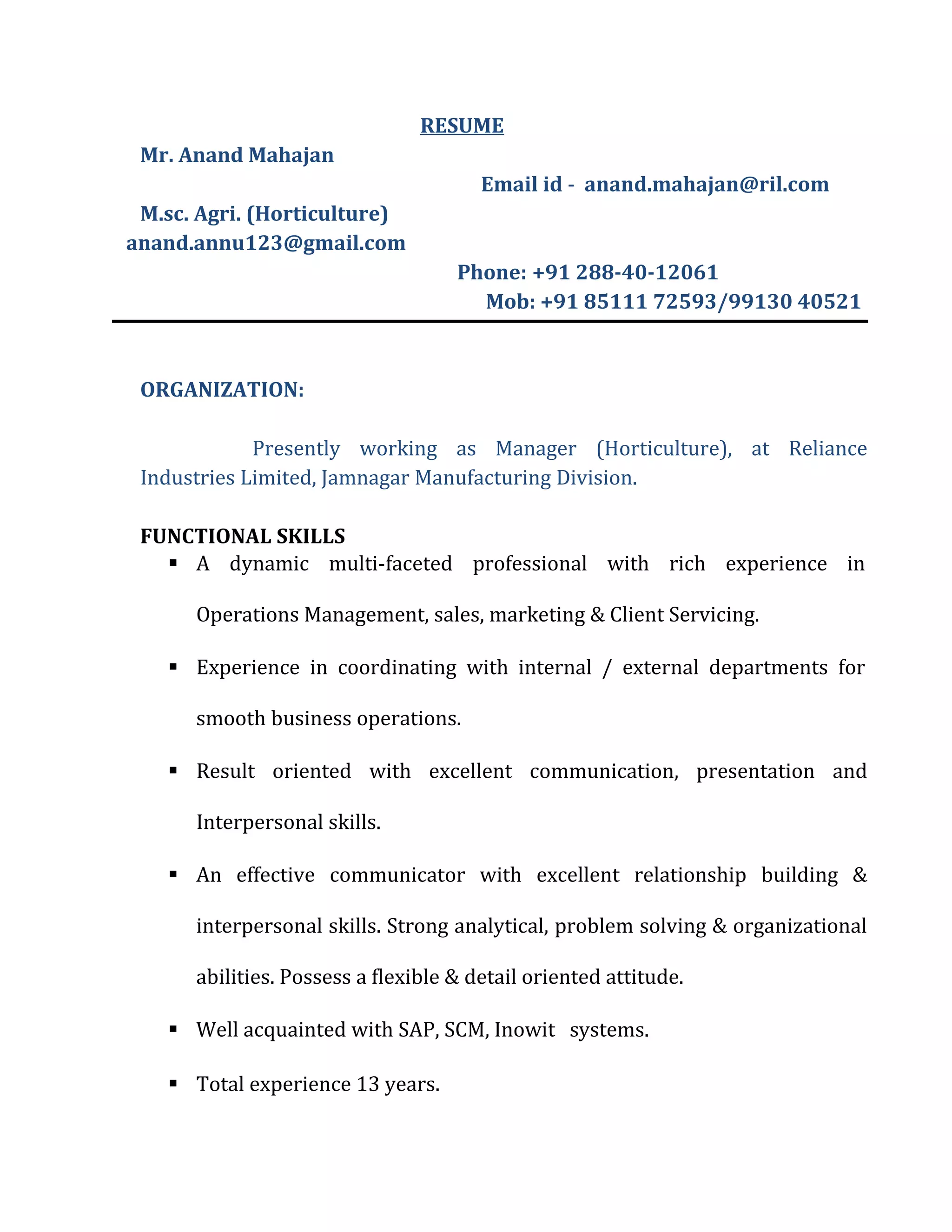 Anand Mahajan C V1. | DOC