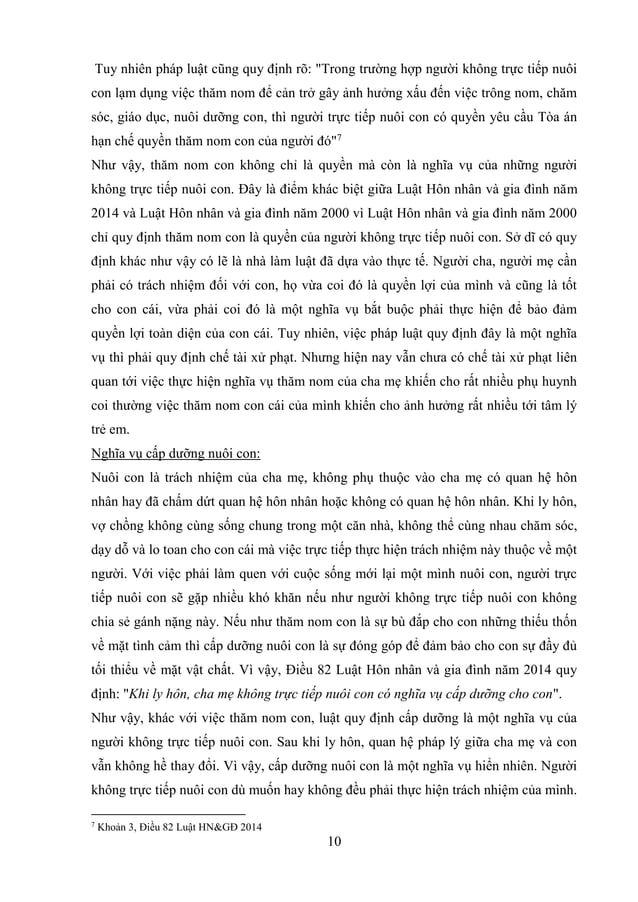 Báo cáo thực tập: Quyền và nghĩa vụ của cha, mẹ với con sau ly hôn | DOCX