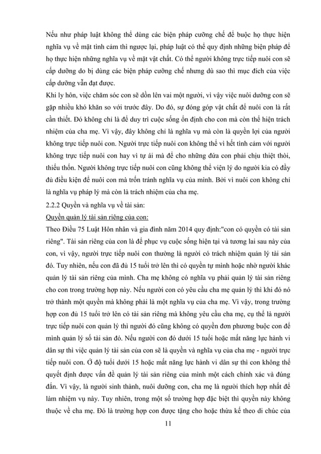 Báo cáo thực tập: Quyền và nghĩa vụ của cha, mẹ với con sau ly hôn | DOCX
