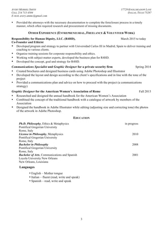 Avery Merriel Smith CV - Jan 2016 | PDF | Home Financing | Personal Debt