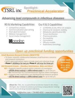 TSRL Fact Sheet_Preclinical Accelerator_June 2016 | PDF ...