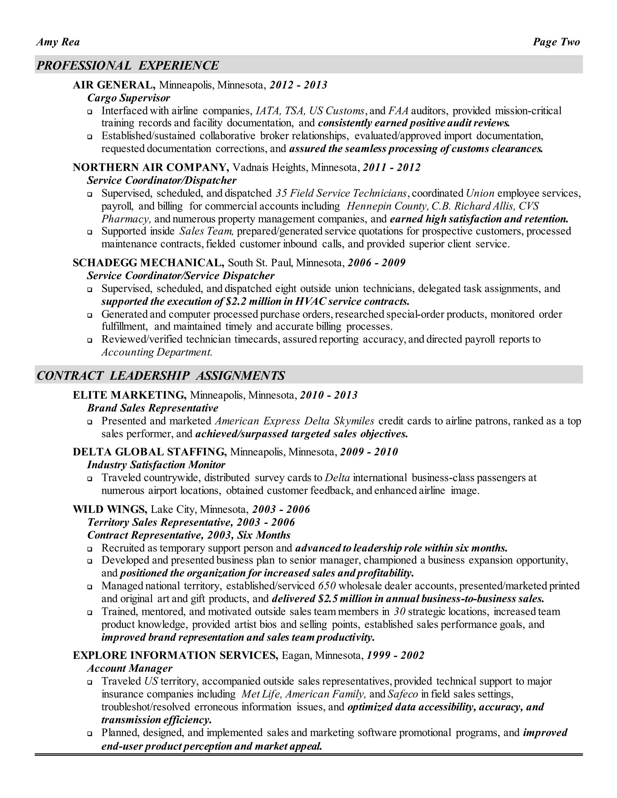 Amy Rea 2016 - resume | DOCX | Air Travel | Travel Type