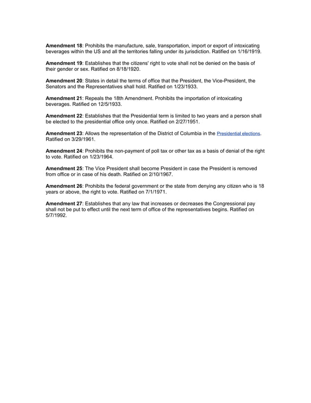 27 amendments for kids | DOC