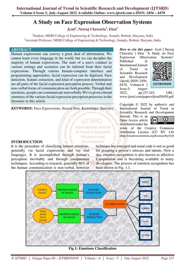 A Study on Face Expression Observation Systems | PDF