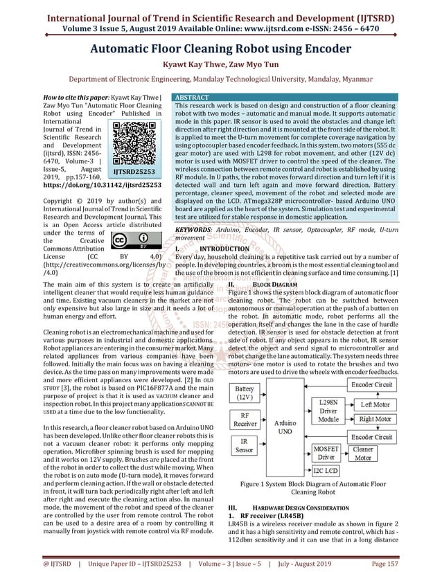 Automatic Floor Cleaning Robot using Encoder | PDF