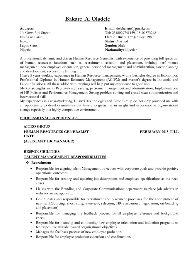 OLADELE BAKARE CV | DOC