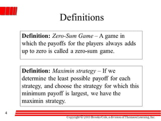 Game theory lecture slides - definition, classification | PPT