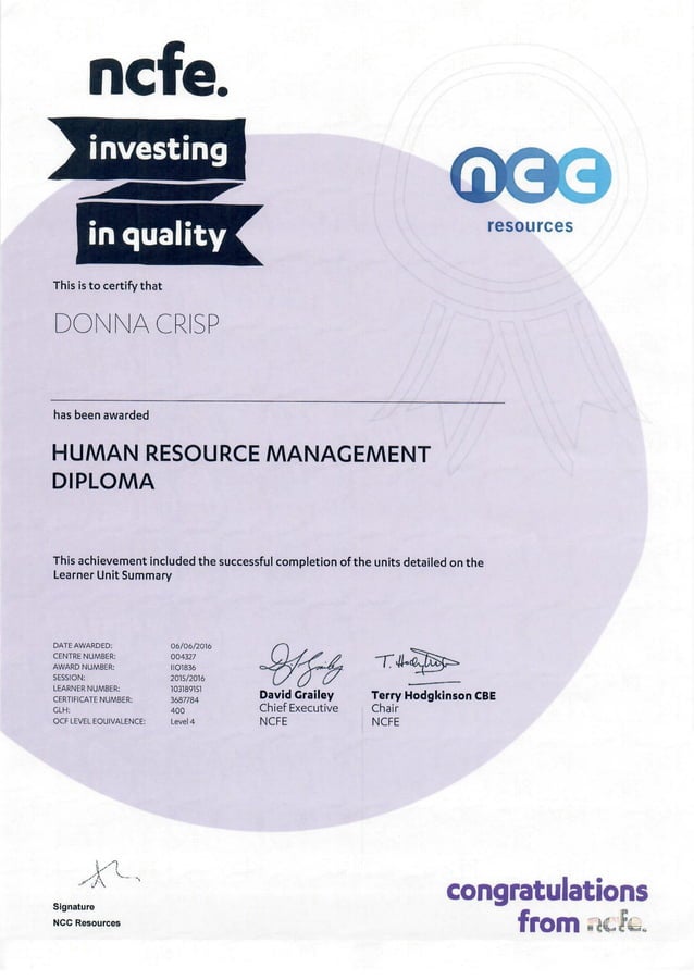 Human Resource Management Level 4 Cert | PDF