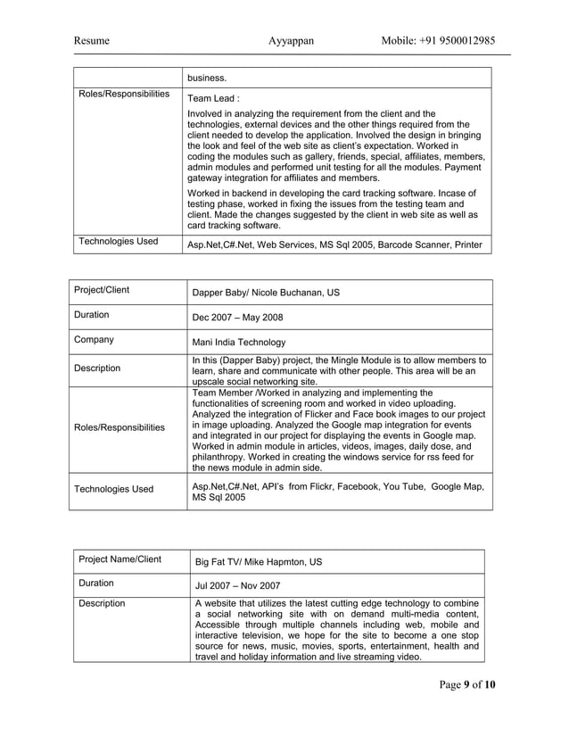 Dot Net Profile_8 Years Exp | PDF