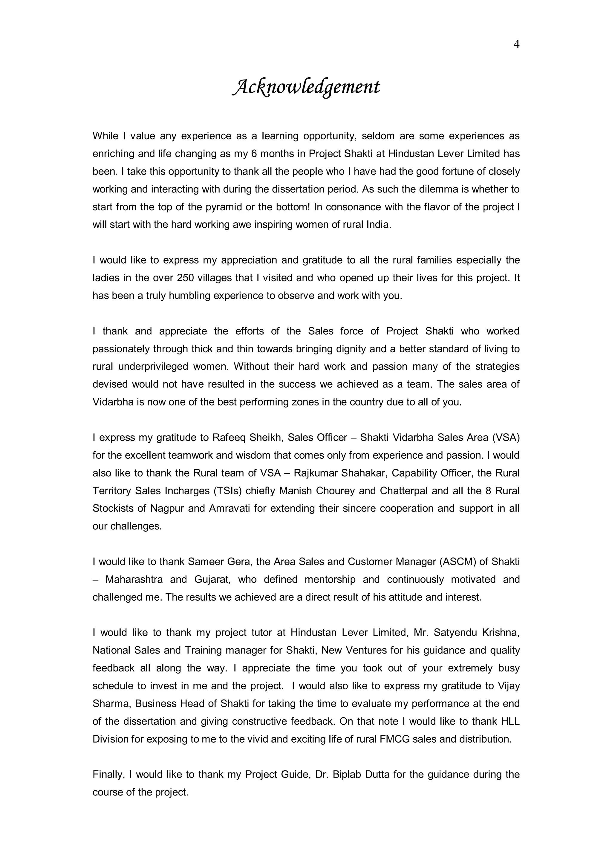 Dissertation_Unilever Project Shakti 2006 | PDF