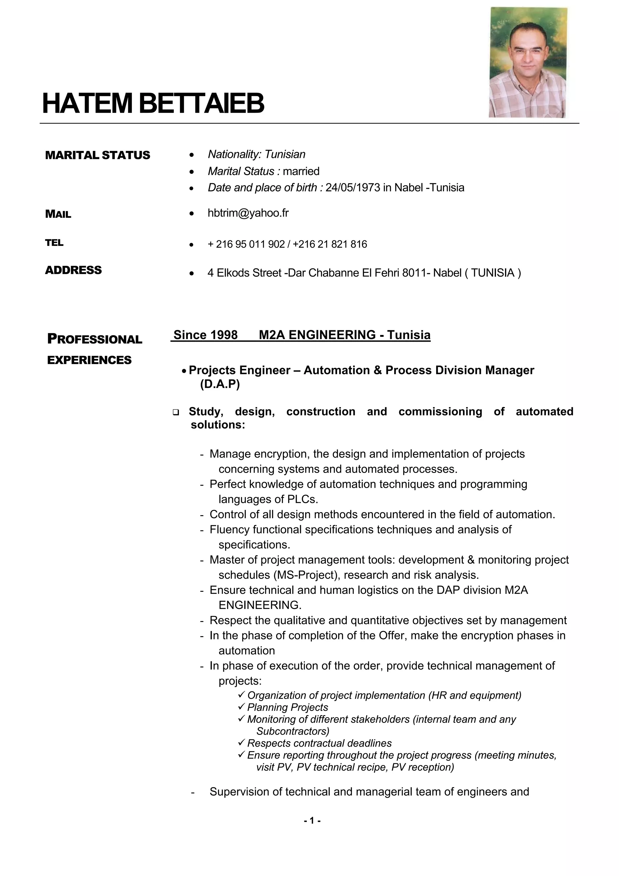 CV Hatem BETTAIEB EN | PDF
