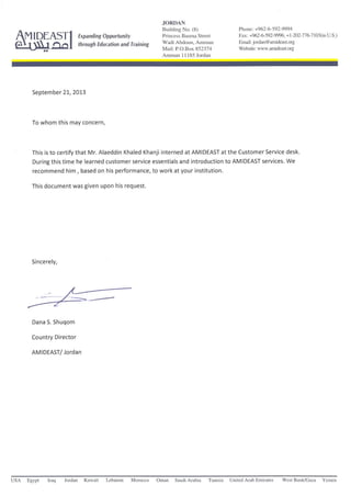 AMIDEAST Confimration Letter | PDF