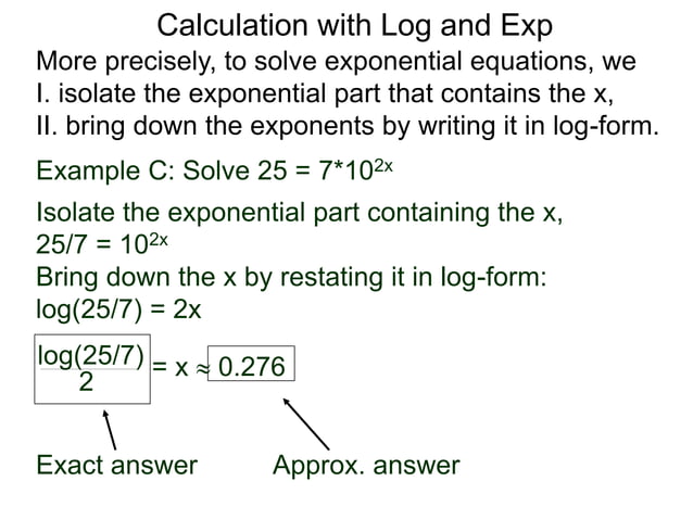 27 calculation with log and exp x | PPT