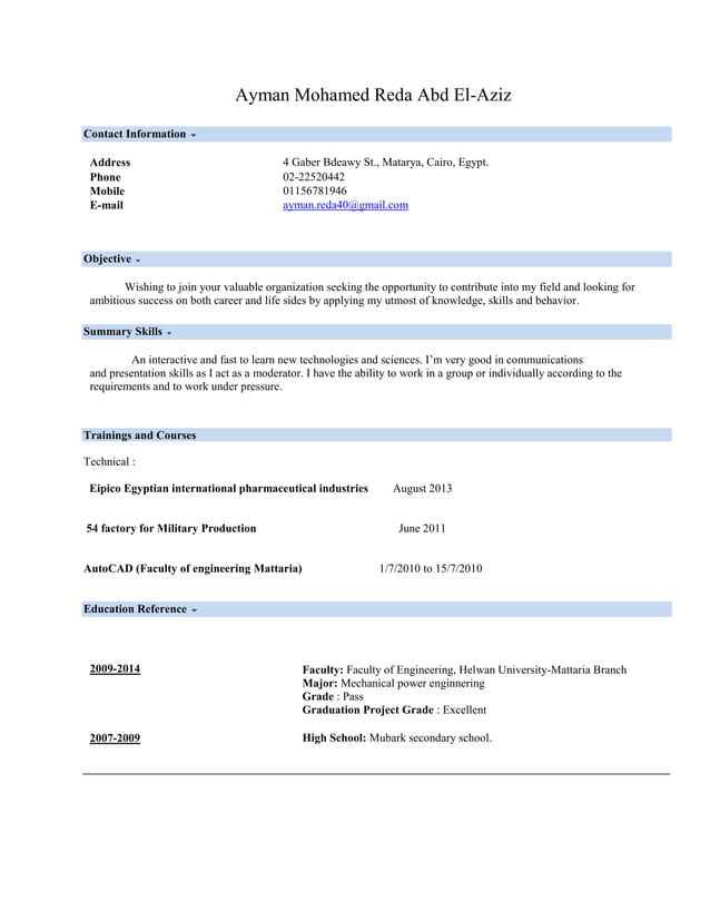 Ayman Mohamed Reda Cv | PDF