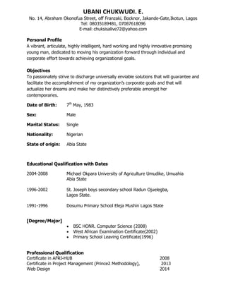 CV UBANI CHUKWUDI E(3)(1)-2 | PDF