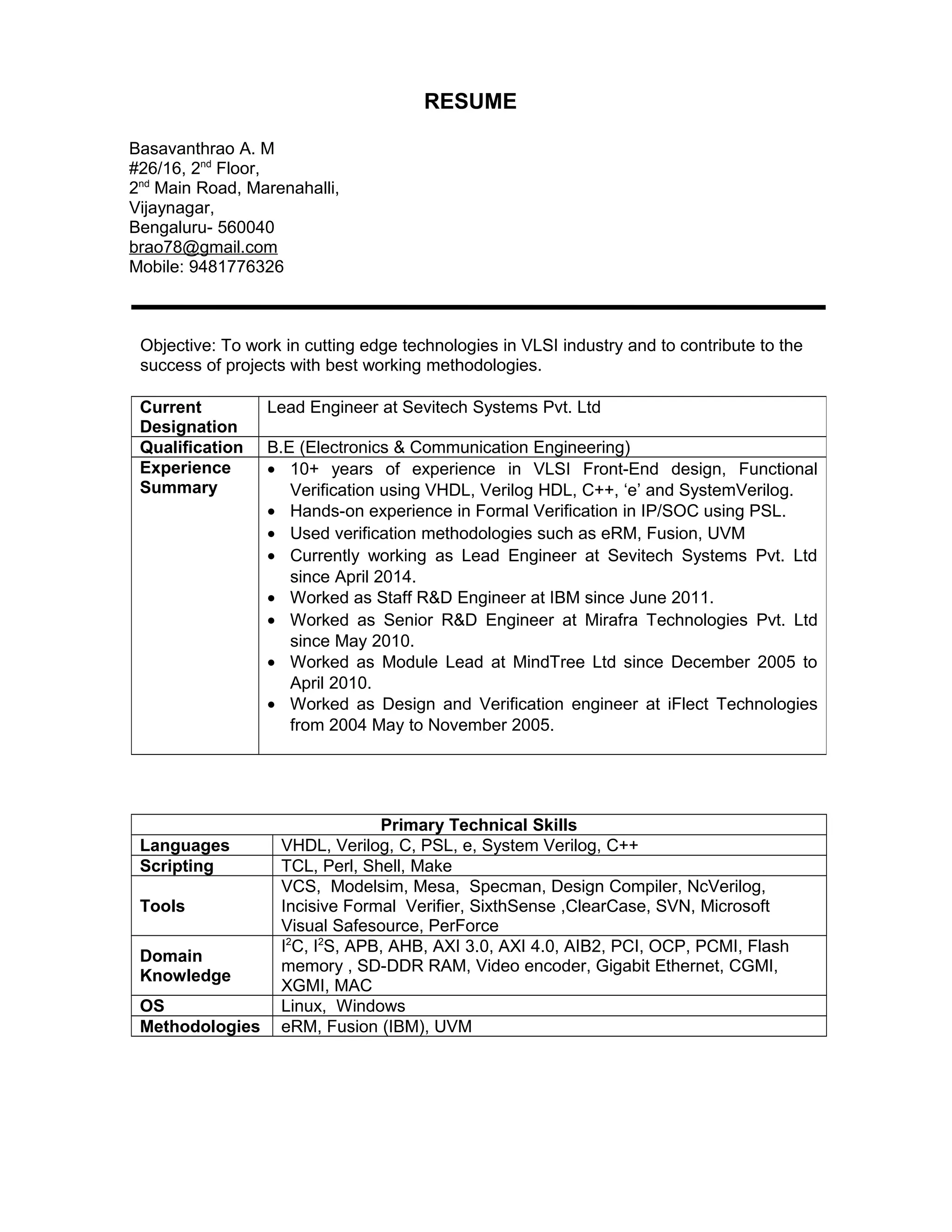 Basavanthrao_resume_vlsi | DOC