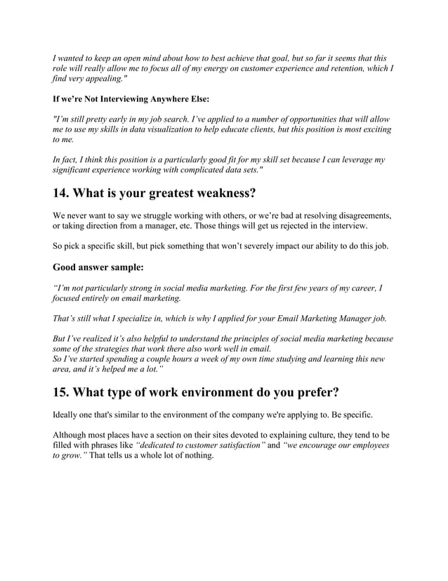 27 Common Job Interview Questions with Sample Answers.pdf | Resume ...
