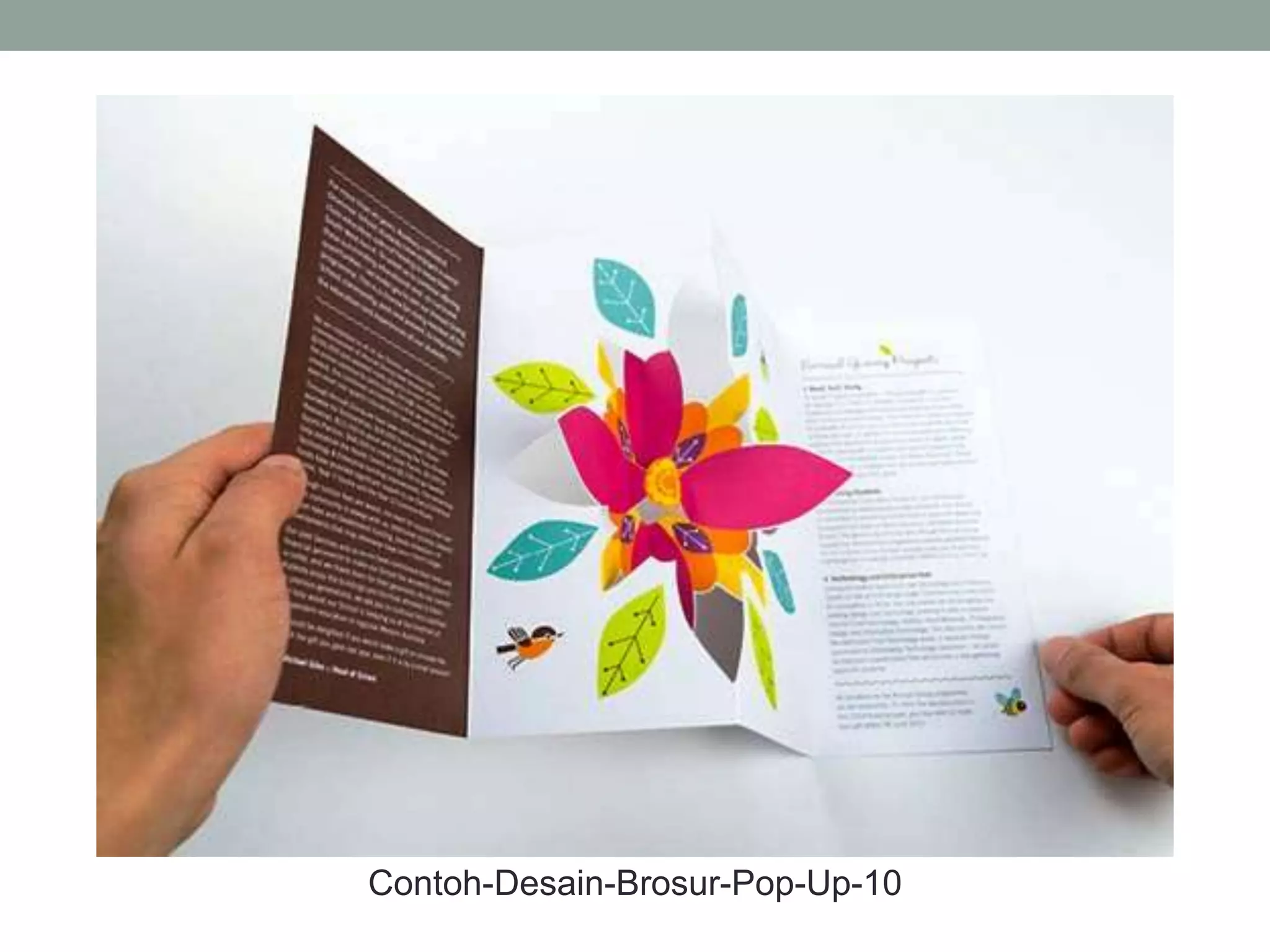 27 contoh desain brosur pop up sebagai corporate identity bisnis | PPTX