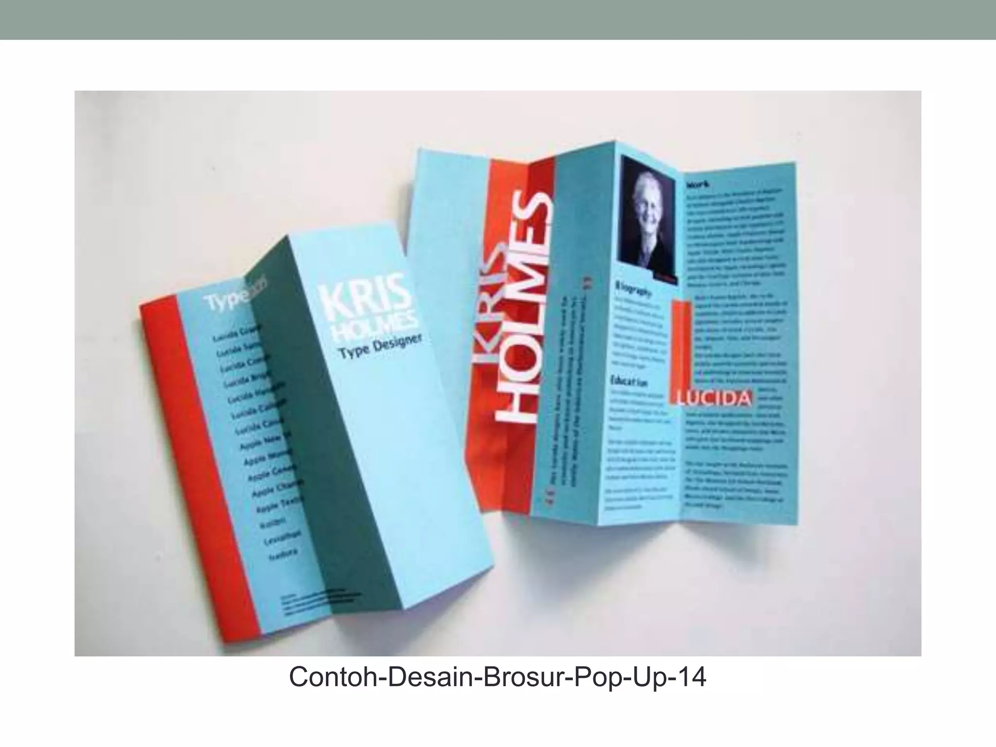 27 contoh desain brosur pop up sebagai corporate identity bisnis | PPTX