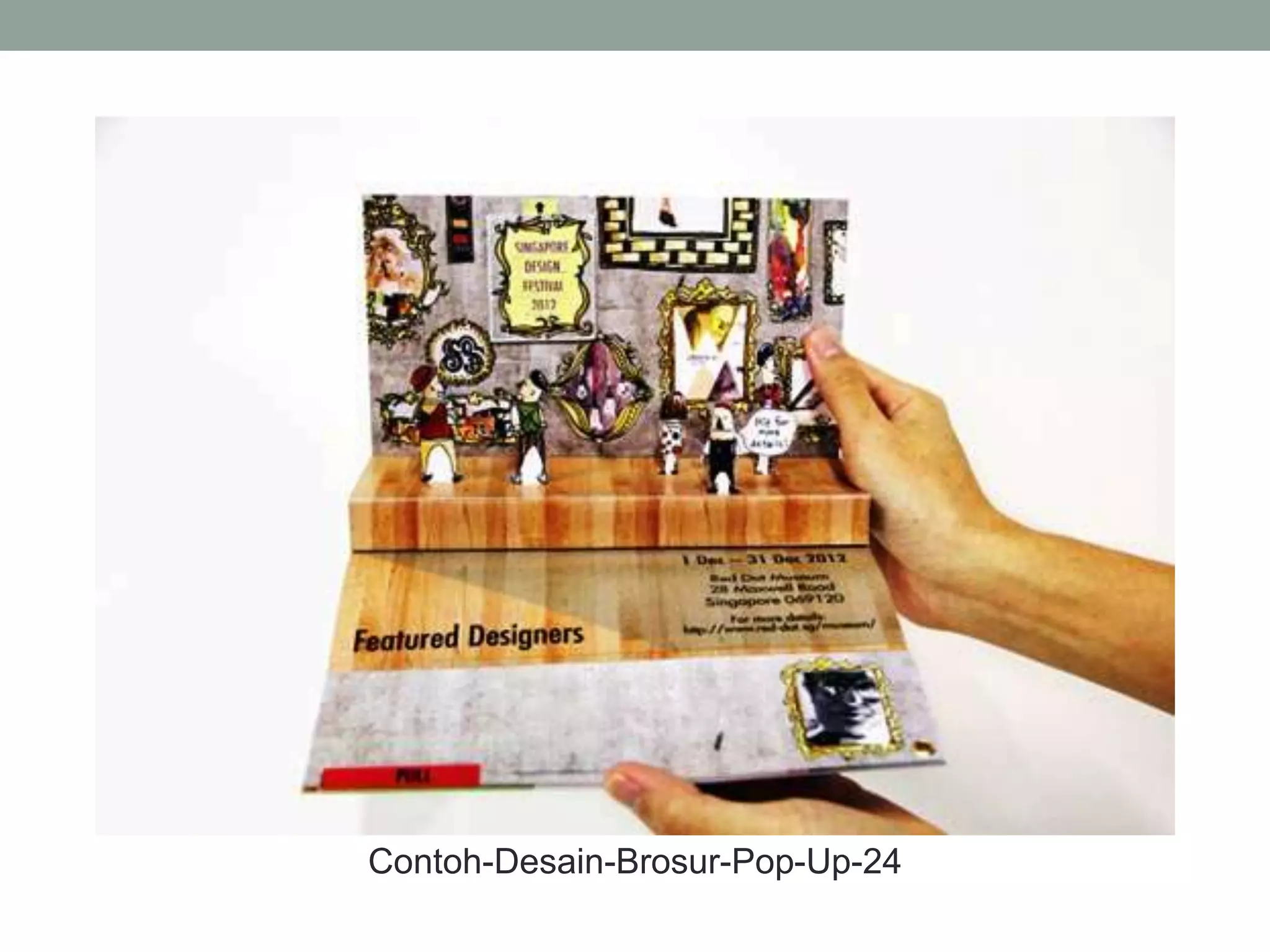 27 contoh desain brosur pop up sebagai corporate identity bisnis | PPTX