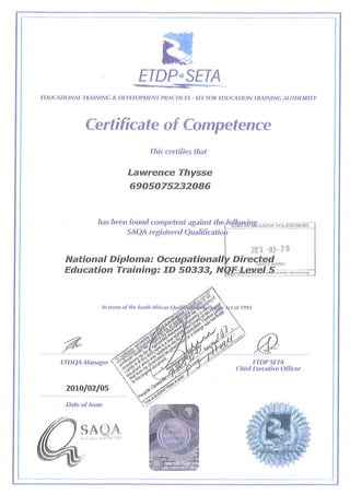 Nat Diploma in ODETDP | PDF