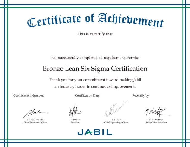 Bronze Lean Six Sigma Certification | PPT