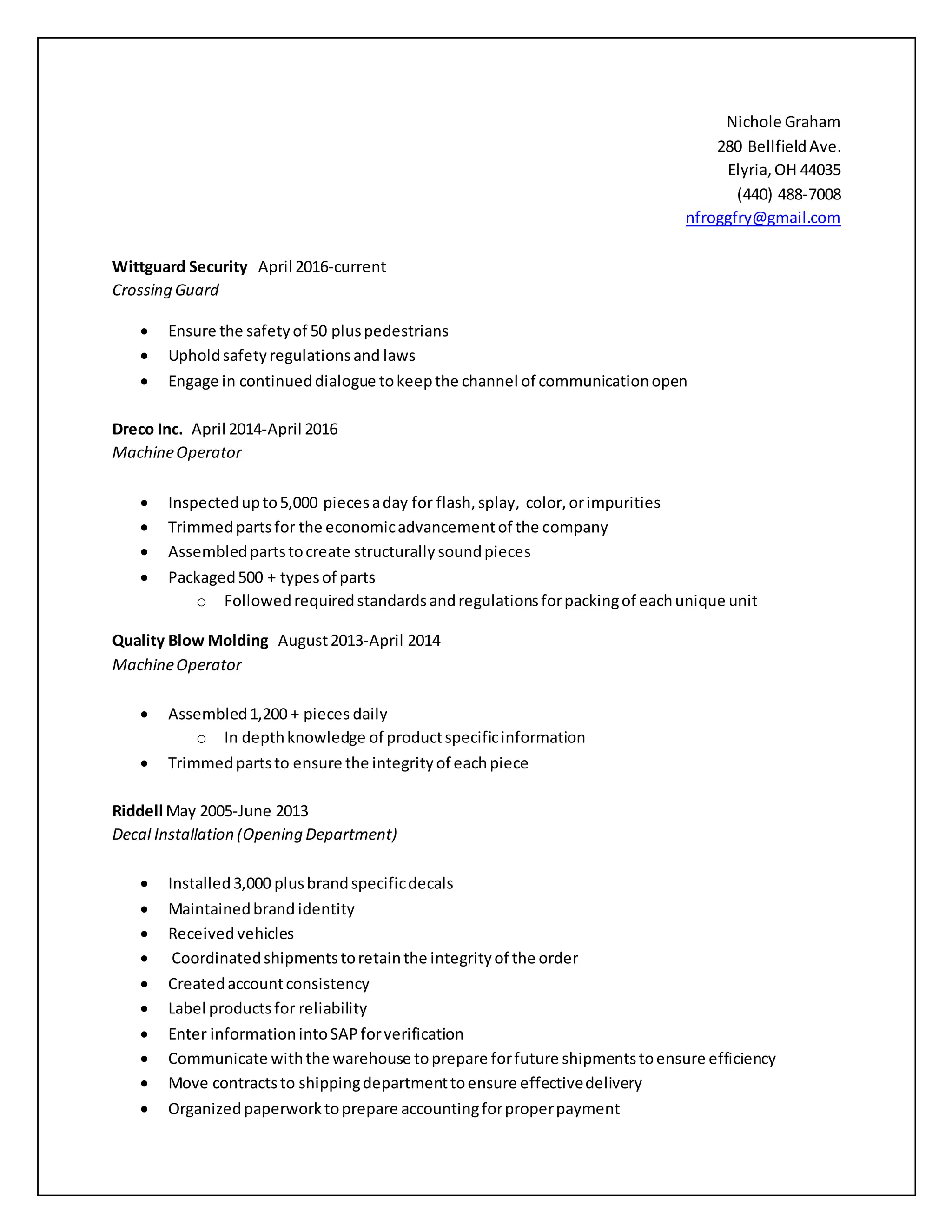 Nichole Graham 2016 Resume | DOCX