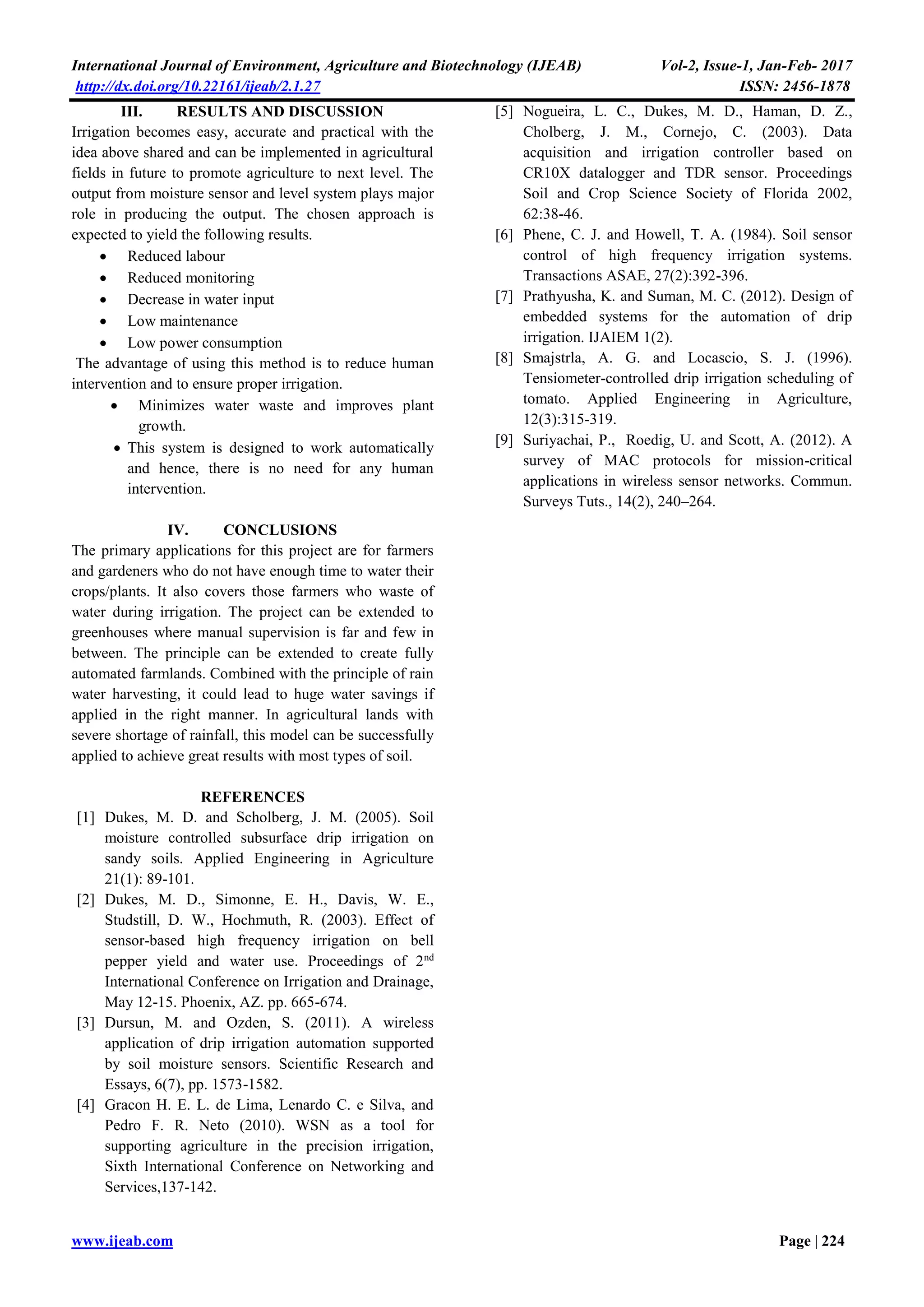 development of smart automated irrigation system | PDF | Agriculture | Industries
