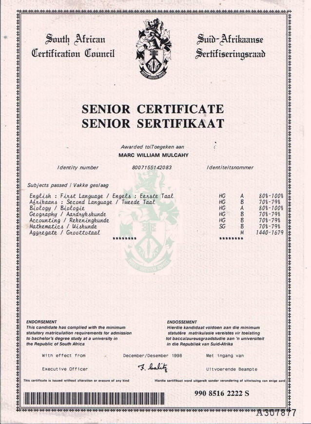 3. Matric Certificate | PDF