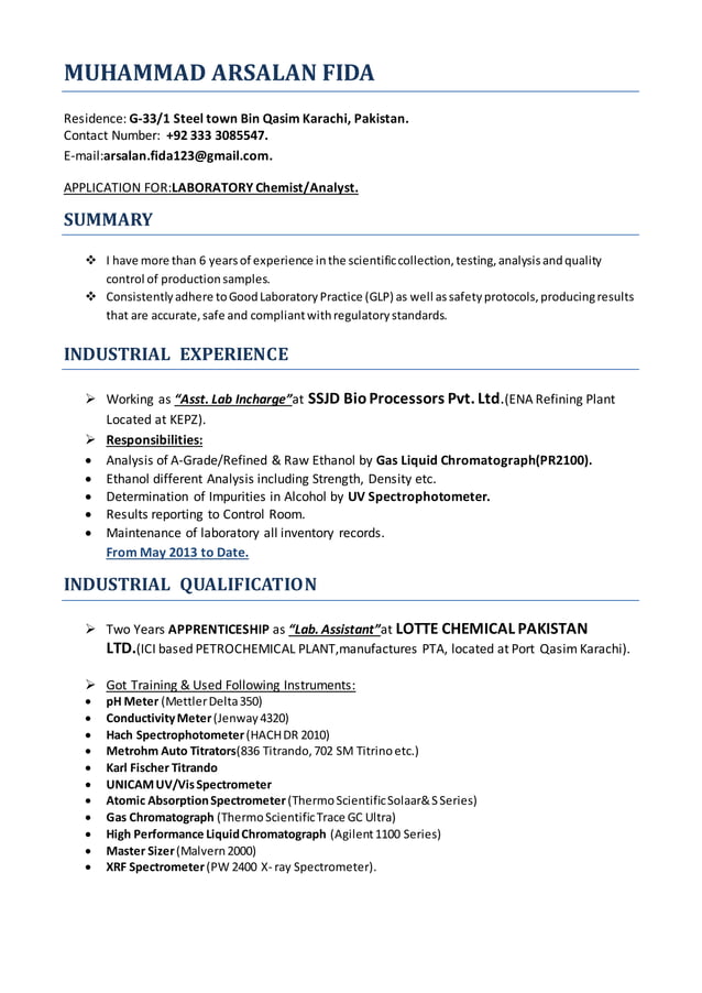 My CV | DOCX | Chemistry | Science