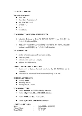 KISHORE RESUME | PDF