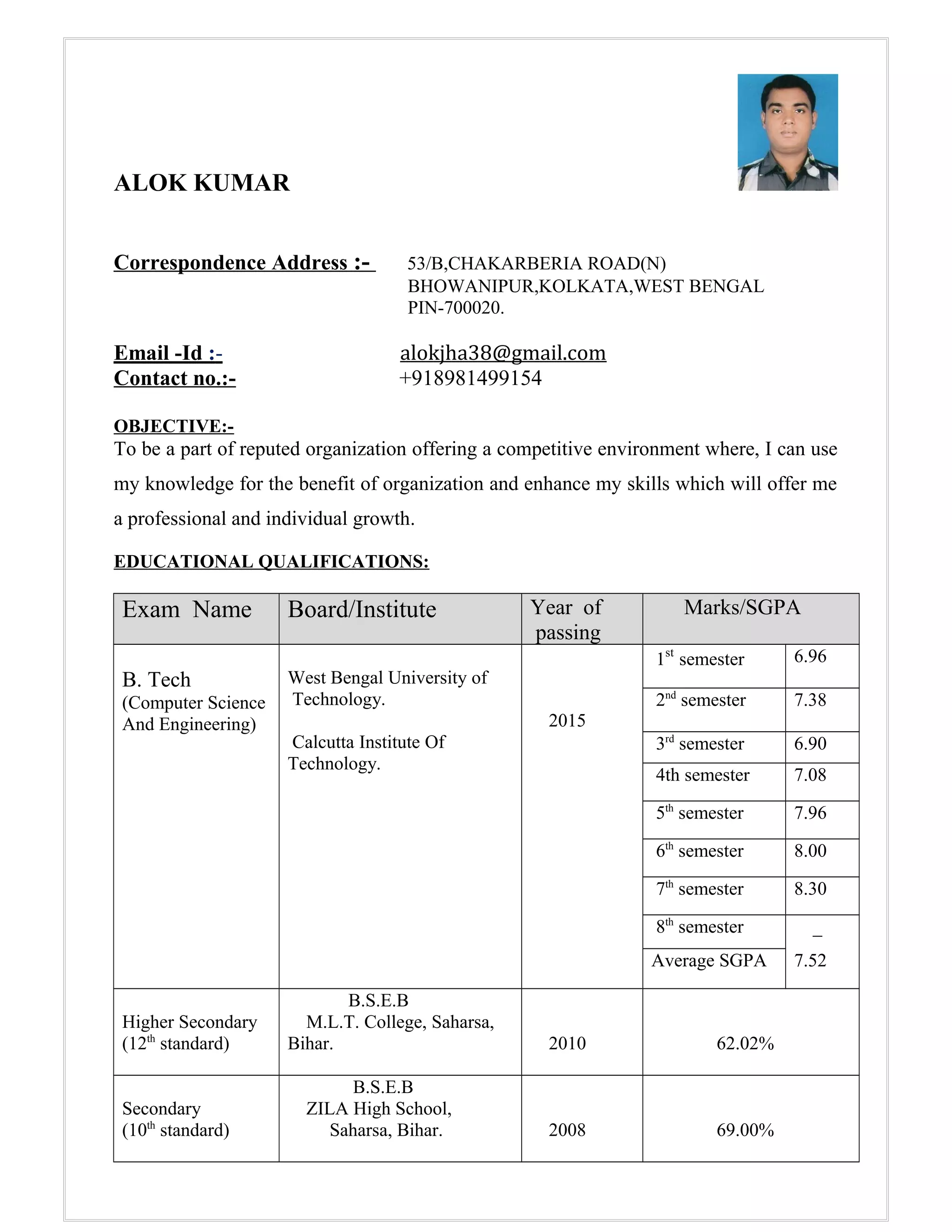 ALOK - resume | DOC