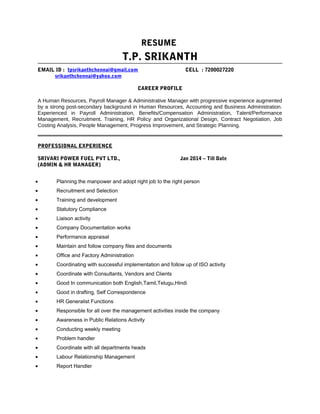 SRIKANTH - RESUME | DOC