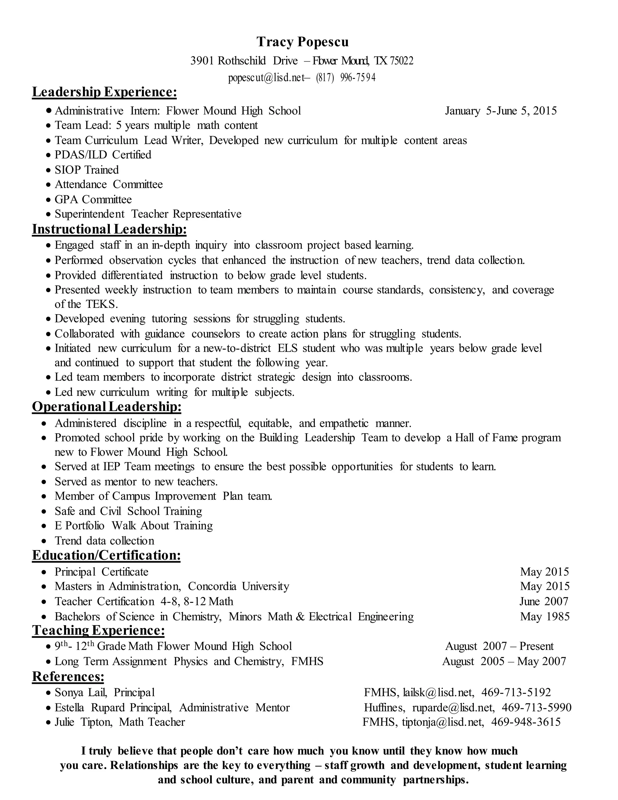 Tracy Popescu Resume | DOCX