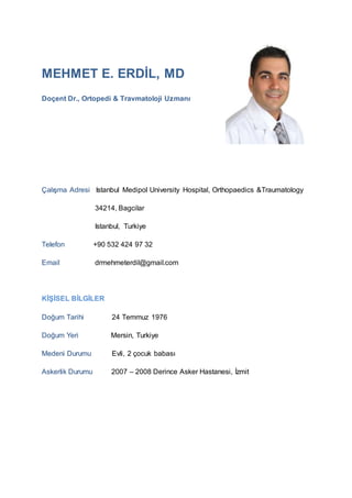 Mehmet Erdil CV Türkçe | DOCX