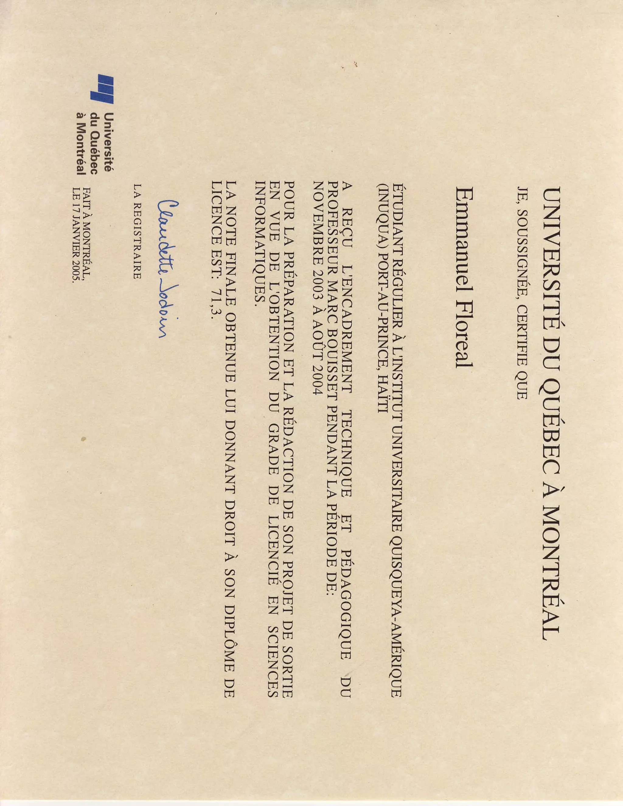 Licence INUQUA-UQAM | PDF