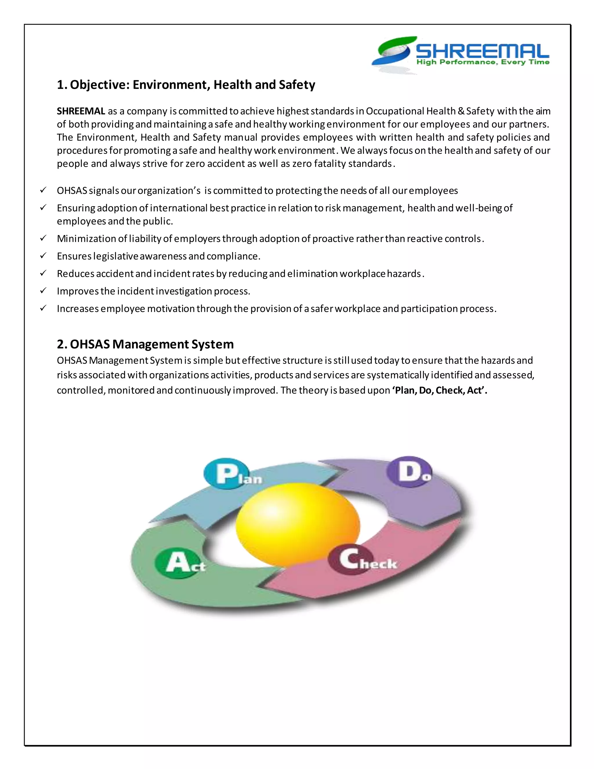 OHSAS POLICY, MANUAL & PROCEDURE | DOCX