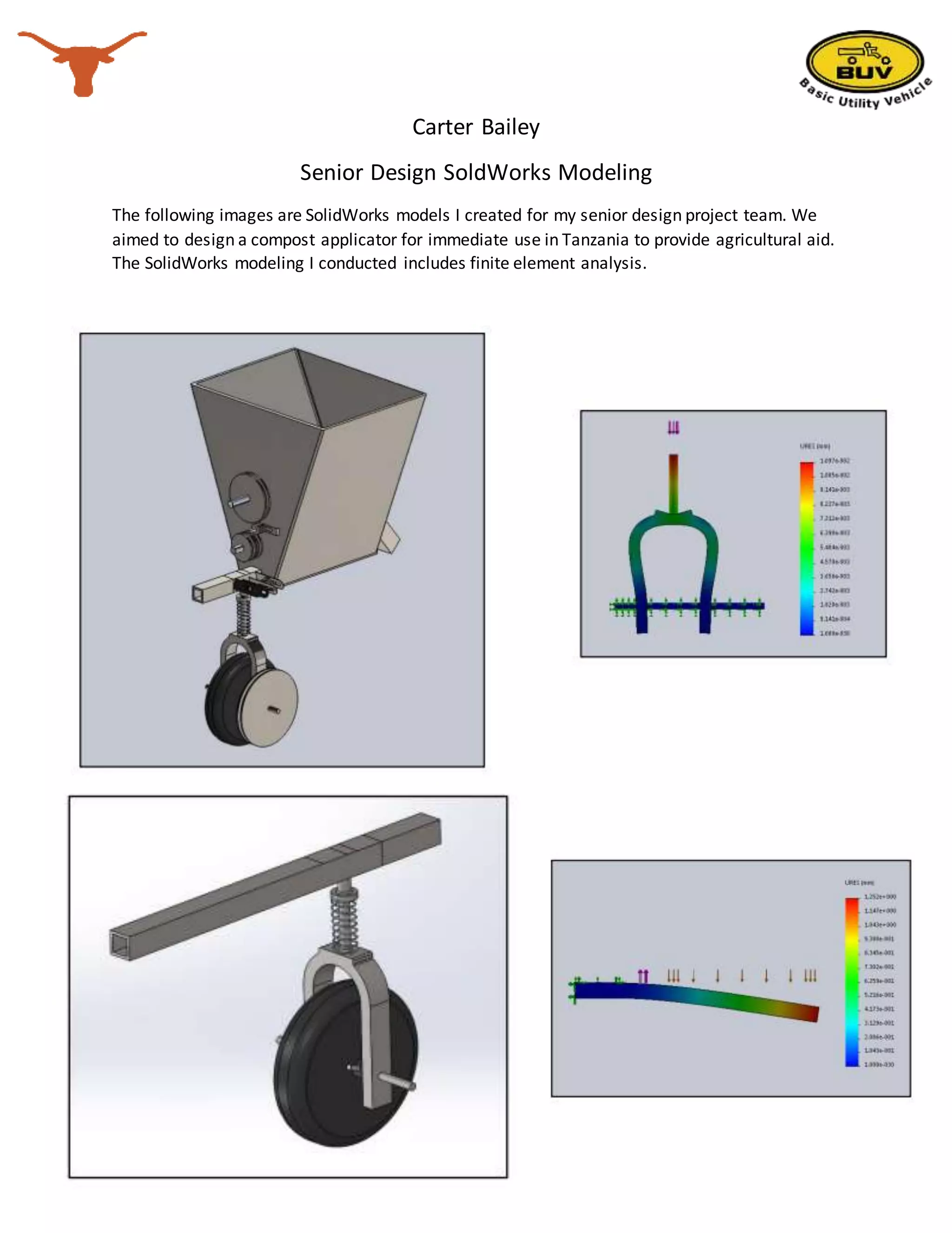 Carter Bailey Senior Design SoldWorks Modeling | PDF