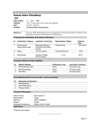 amaan cv | PDF