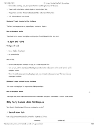 27 fun and exciting kitty party games ideas | PDF