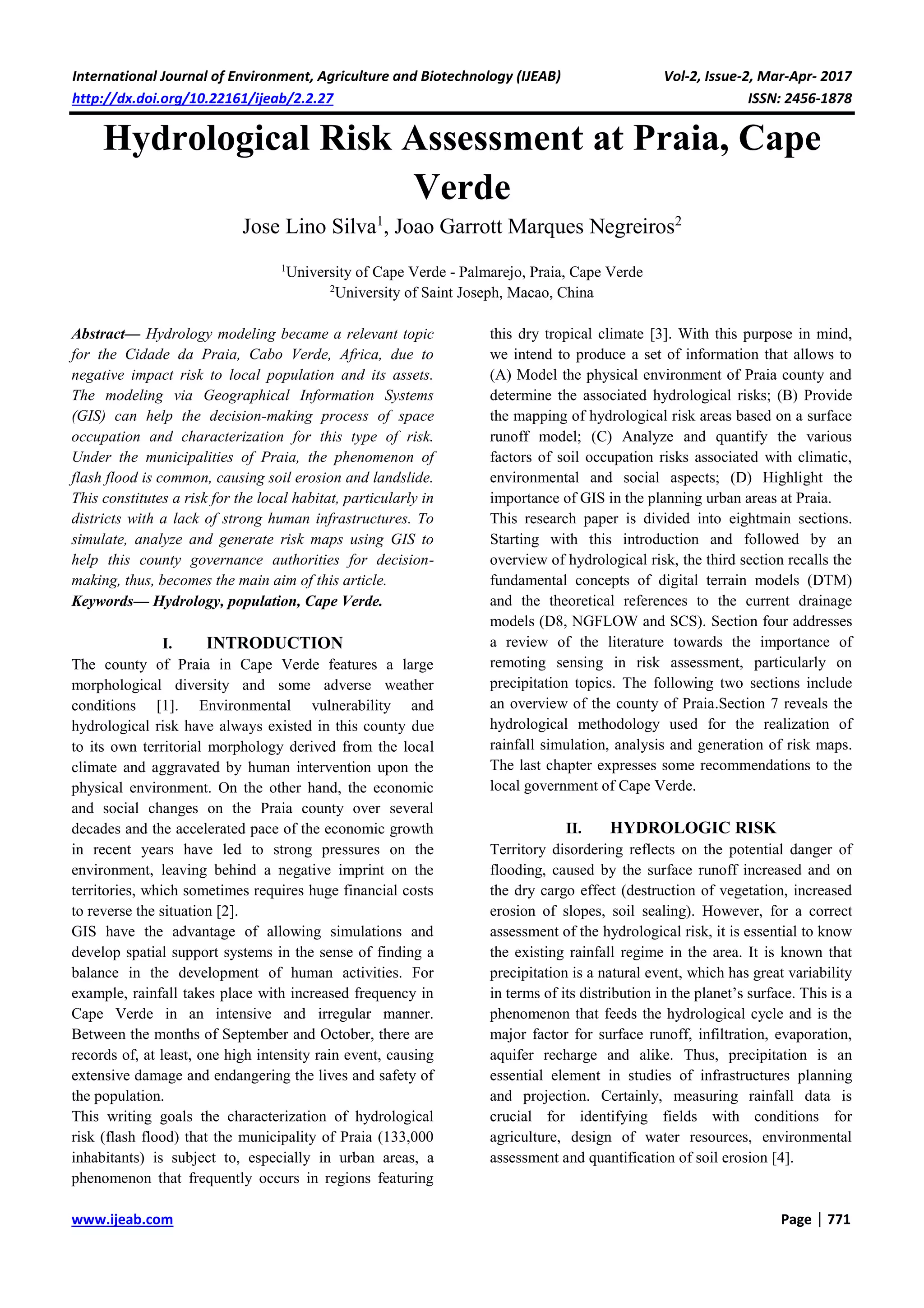 Hydrological Risk Assessment at Praia, Cape Verde | PDF